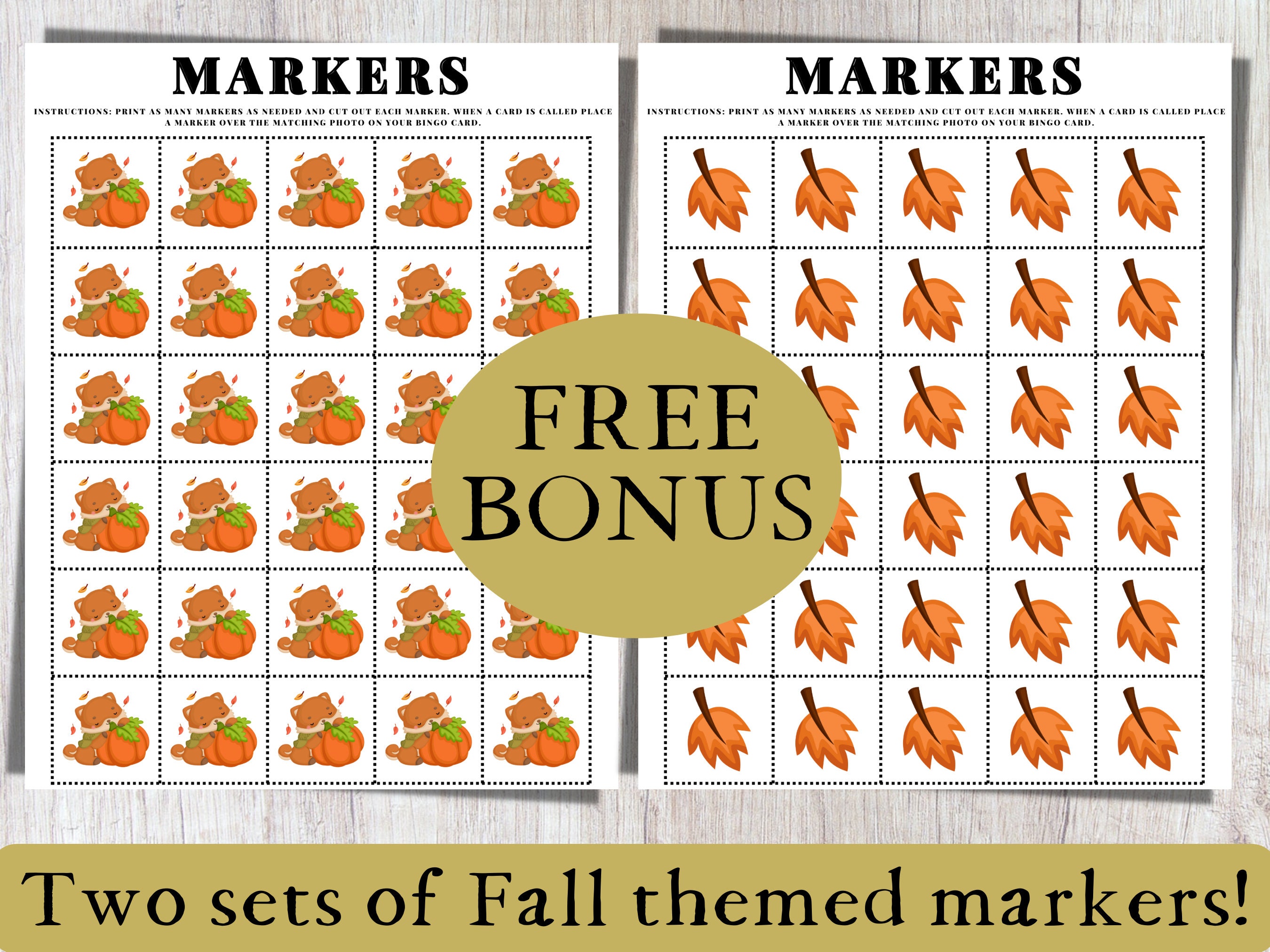 Fall Bingo Printable 30 Bingo Cards & Markers - Thanksgiving Games ...