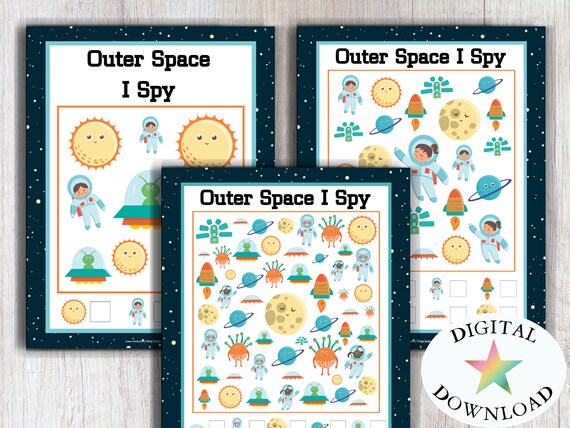 Outer Space I Spy Game 3 Different Versions Easy to Hard - Etsy