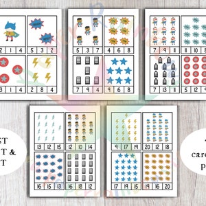 Superhero Count & Clip Cards, Numbers 1-20, Preschool Printables ...