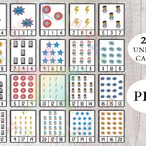 Superhero Count & Clip Cards, Numbers 1-20, Preschool Printables ...