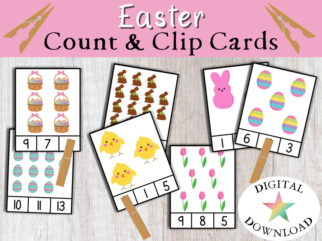 Easter Count & Clip Cards, Numbers 1-20, Preschool Printables ...