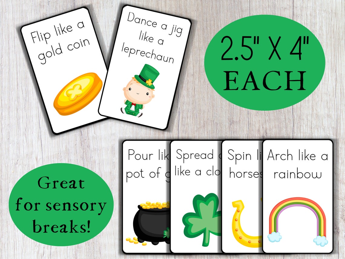 St Patrick's Day Movement Cards, St Patricks Day Classroom Activity, St ...
