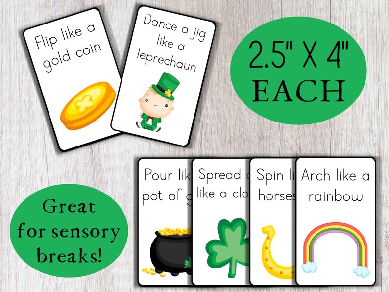 St Patrick's Day Movement Cards, St Patricks Day Classroom Activity, St ...