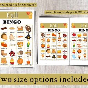 Fall Bingo Printable 30 Bingo Cards & Markers - Thanksgiving Games ...