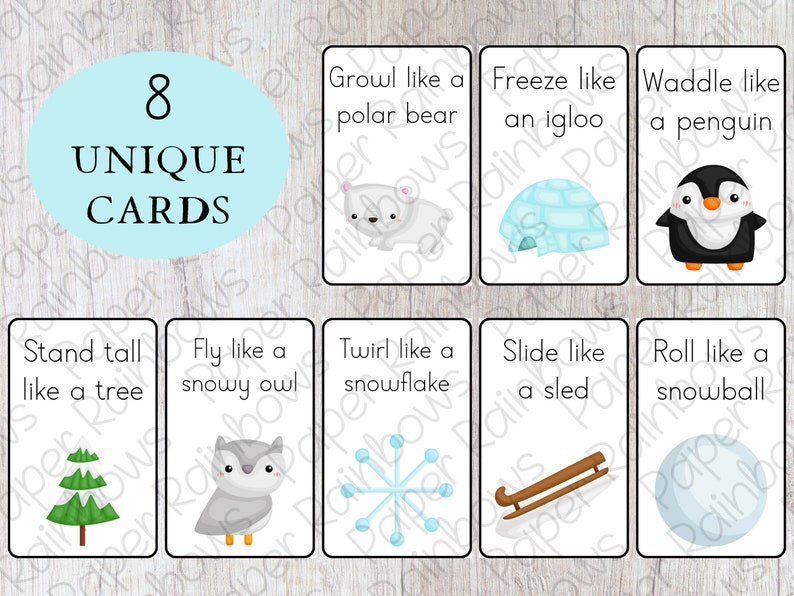 Winter Movement Cards, Christmas Games Printable, Unique Stocking ...