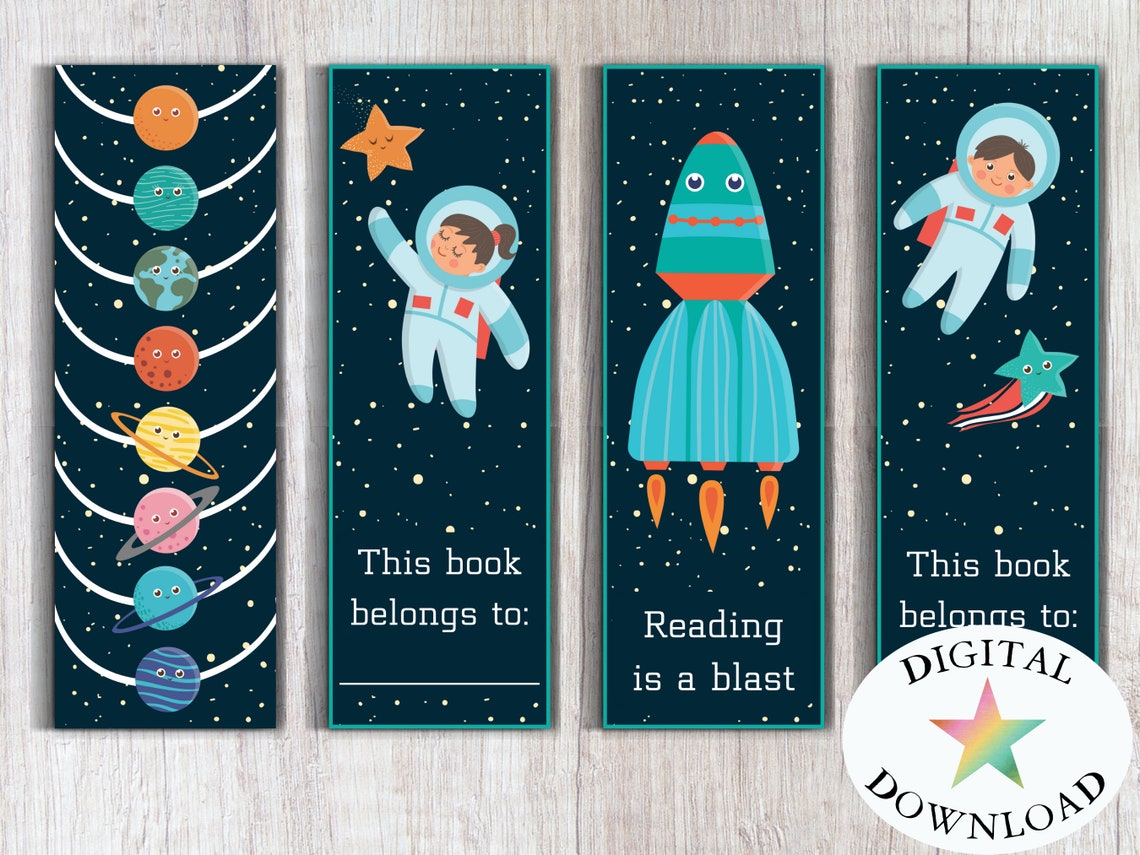 4 Outer Space Bookmarks, Printable Bookmarks for Kids, Homeschool ...