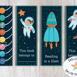 4 Outer Space Bookmarks, Printable Bookmarks for Kids, Homeschool ...