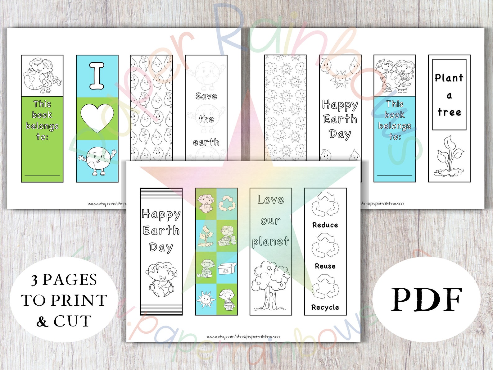 12 Earth Day Coloring Bookmarks for Kids, Color Your Own Bookmarks ...