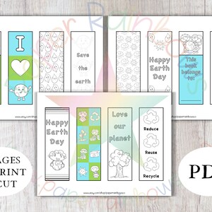 12 Earth Day Coloring Bookmarks for Kids, Color Your Own Bookmarks ...