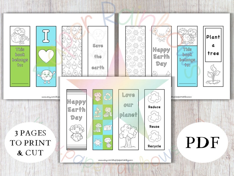12 Earth Day Coloring Bookmarks for Kids, Color Your Own Bookmarks ...