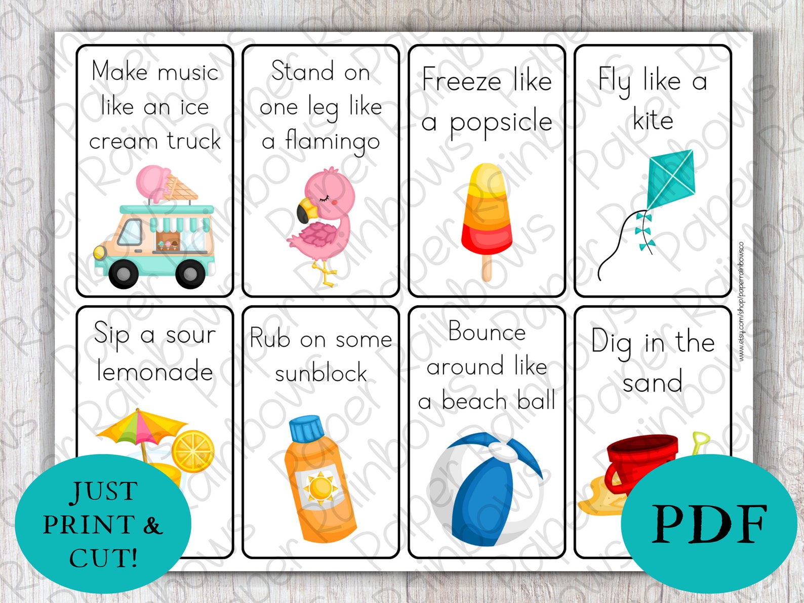 Summer Movement Cards, Summer Break Games Printable, Last Day of School ...