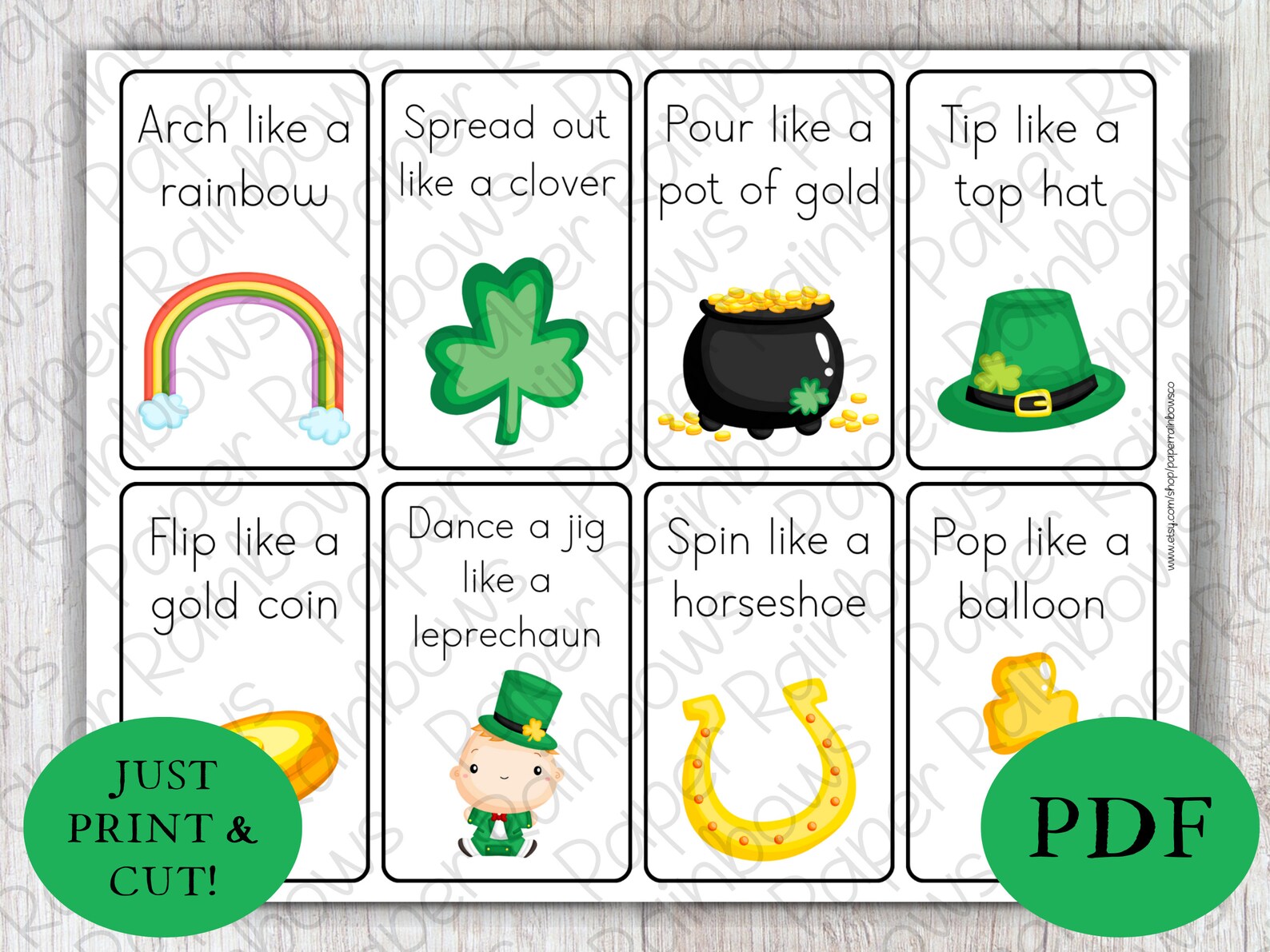 St Patrick's Day Movement Cards, St Patricks Day Classroom Activity, St ...