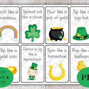 St Patrick's Day Movement Cards, St Patricks Day Classroom Activity, St ...