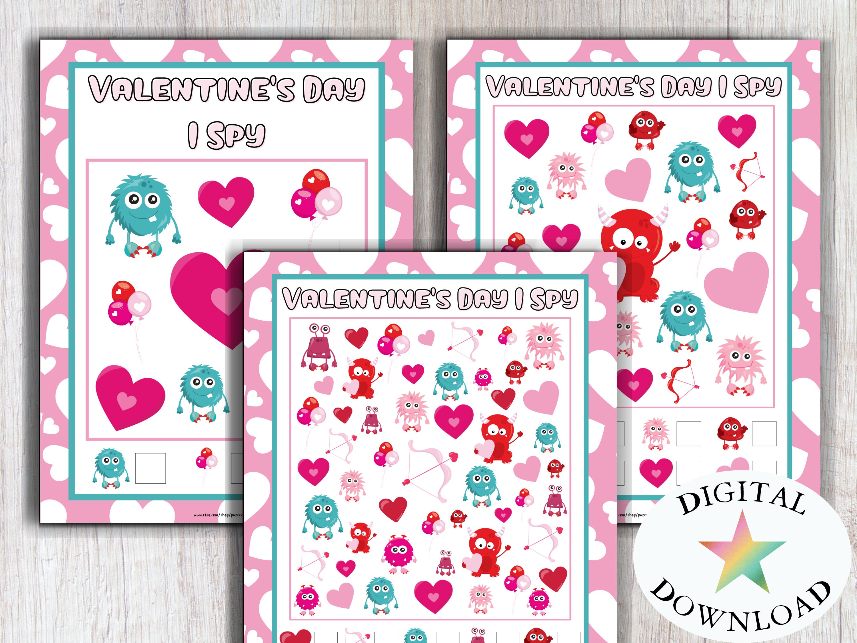Valentine's Day I Spy Game, Valentine's Day Party Games, Printable ...