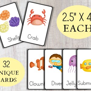 32 Ocean Flashcards for Kids, Ocean Animals, Montessori Materials ...