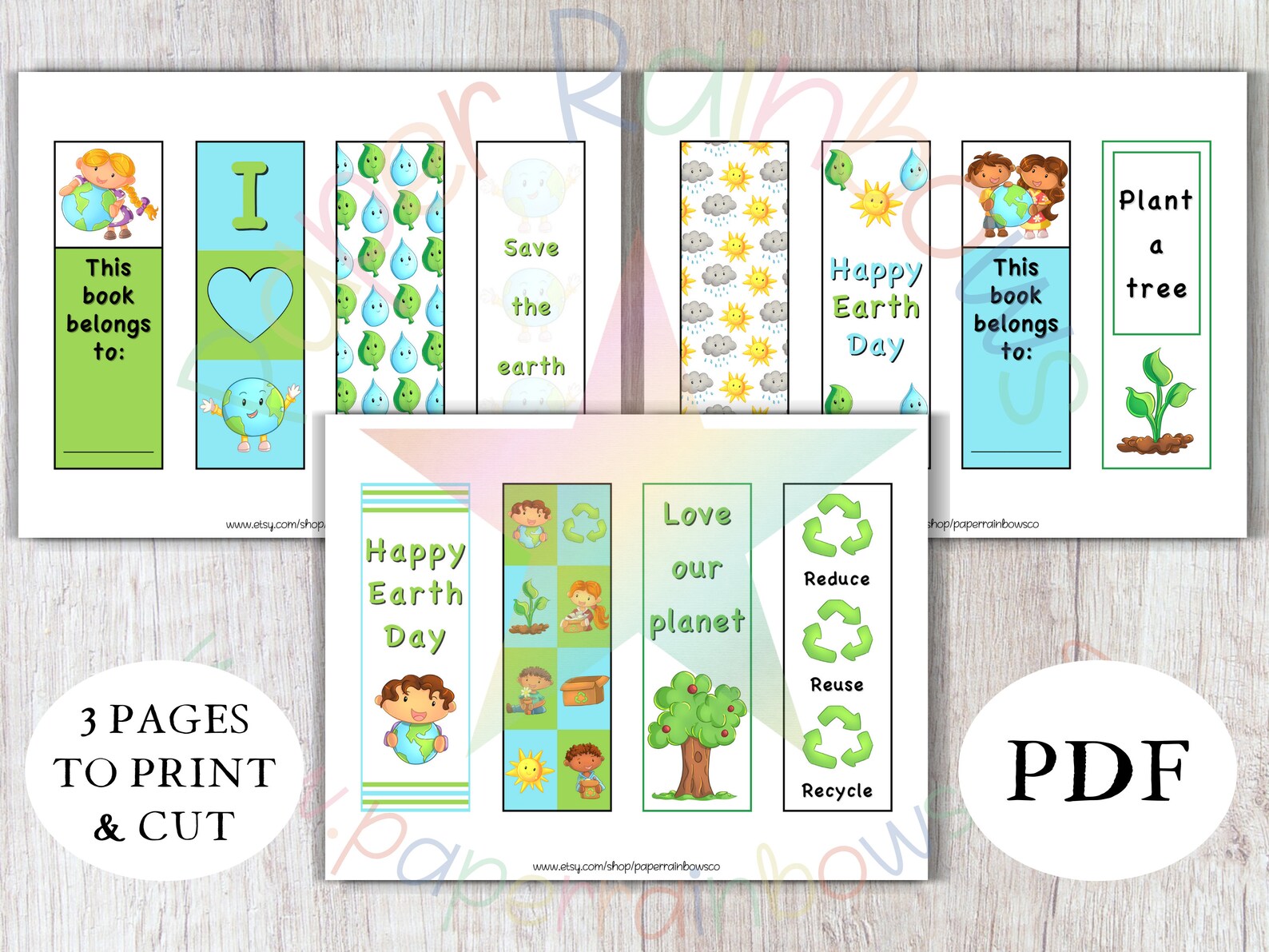 12 Earth Day Bookmarks, Printable Bookmarks for Kids, Homeschool ...