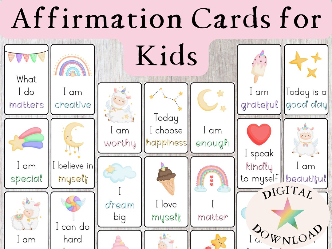 Affirmation Cards Mindfulness for Kids Affirmation Cards for - Etsy
