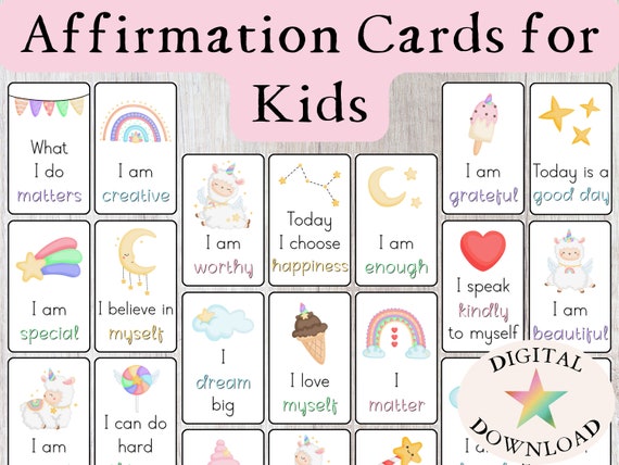 Affirmation Cards Mindfulness for Kids Affirmation Cards for - Etsy