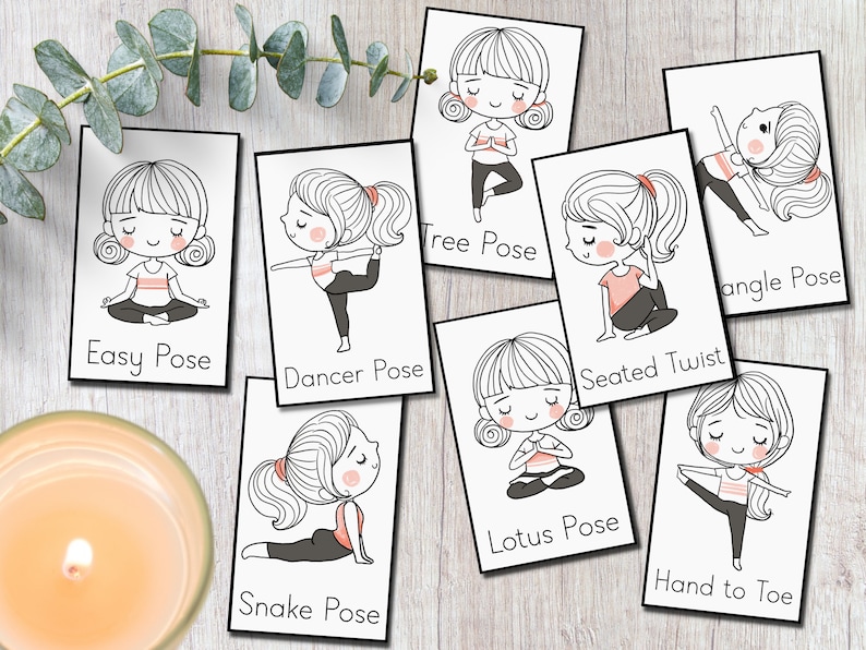 Kids Yoga Cards - 8 Yoga Poses, Toddler and Baby Yoga Flash Cards ...