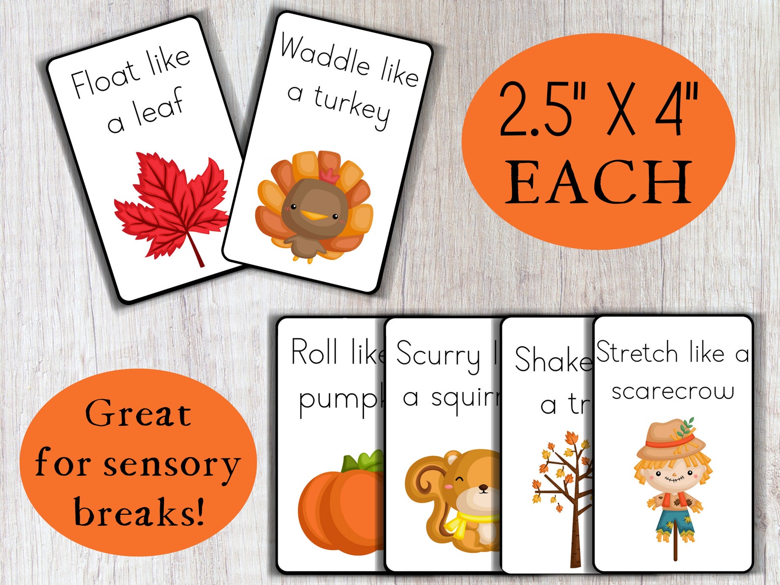 Fall Movement Cards, Thanksgiving Games, Favors, Flash Cards ...