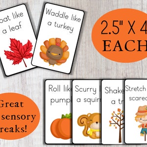 Fall Movement Cards, Thanksgiving Games, Favors, Flash Cards ...