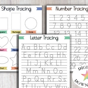 Tracing Worksheets, Letters, Numbers, Shapes, Preschool Printables ...