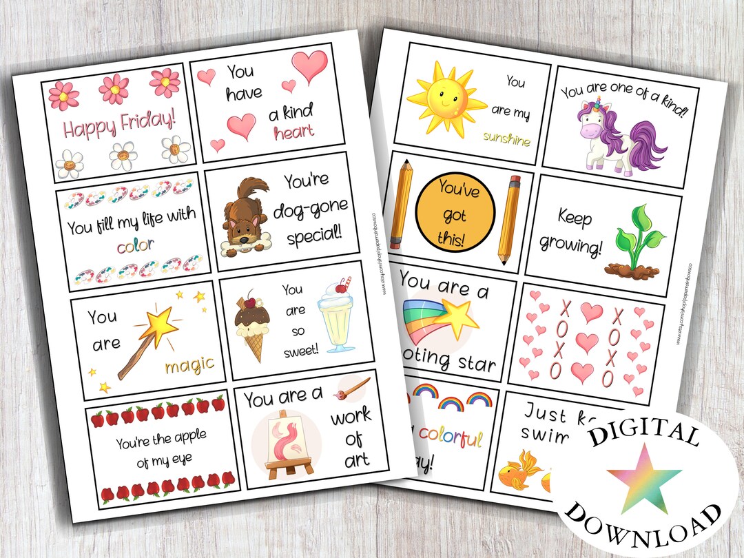 Lunch Box Notes Set 2, Affirmation Cards, Kids Lunchbox, Affirmation ...