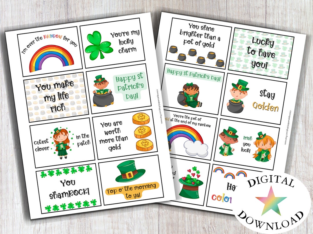 16 St Patrick's Day Lunch Box Notes, St Patrick's Day Classroom Gifts ...