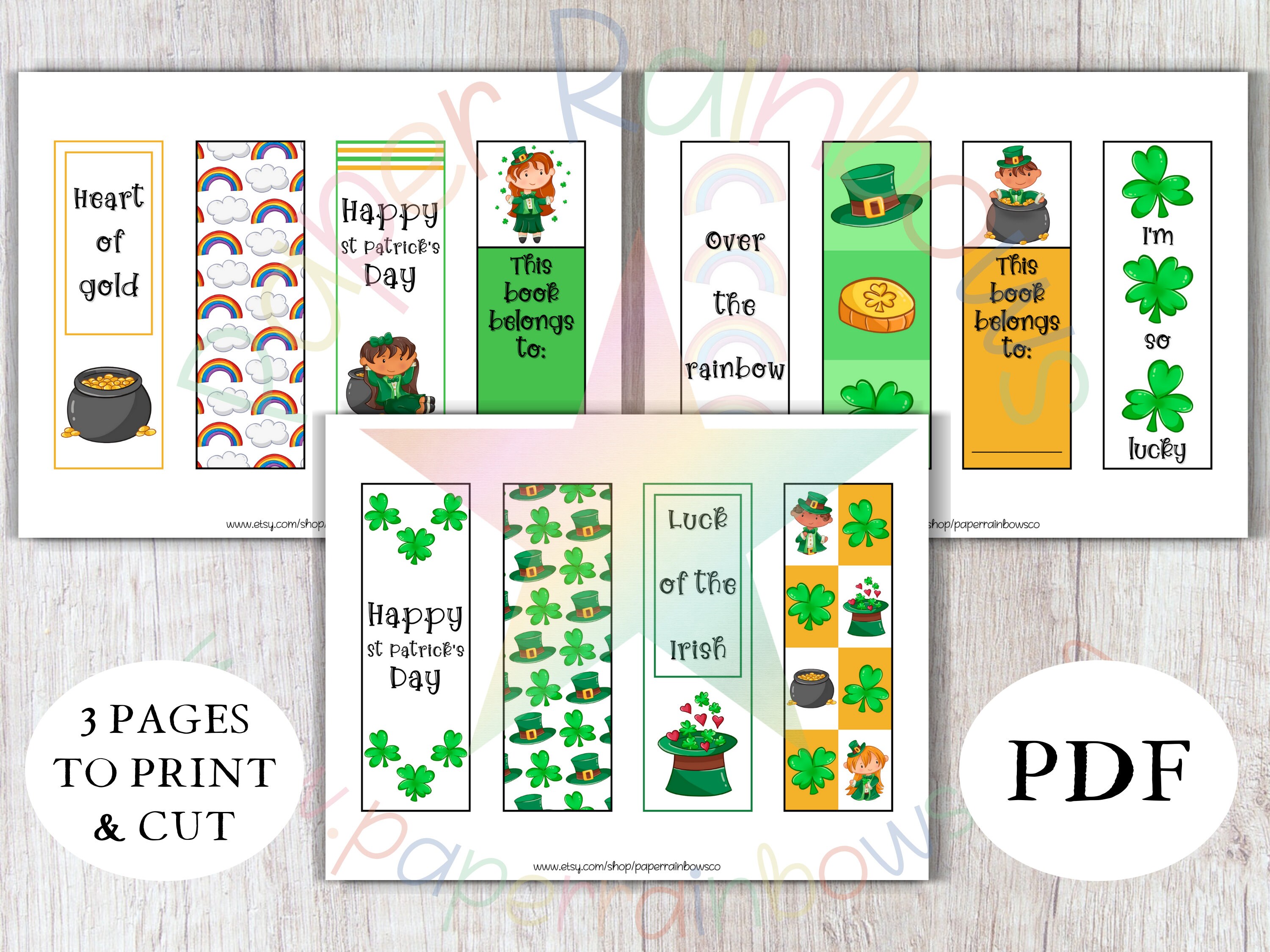 St Patrick's Day Bookmarks, St Patrick's Day Classroom Gifts, Kids ...