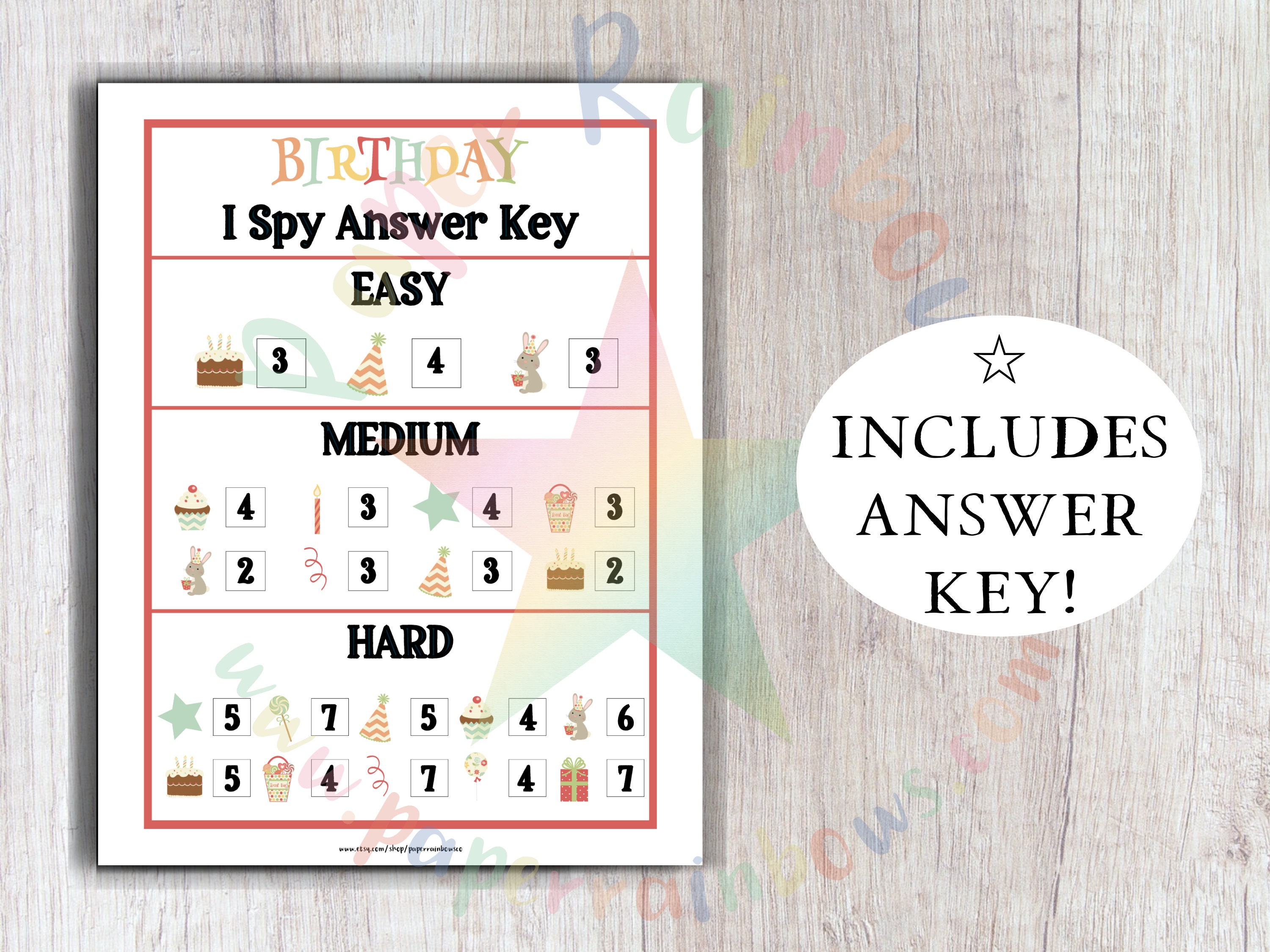 Woodland Birthday I Spy Game 3 Different Versions Easy to - Etsy