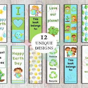 12 Earth Day Bookmarks, Printable Bookmarks for Kids, Homeschool ...