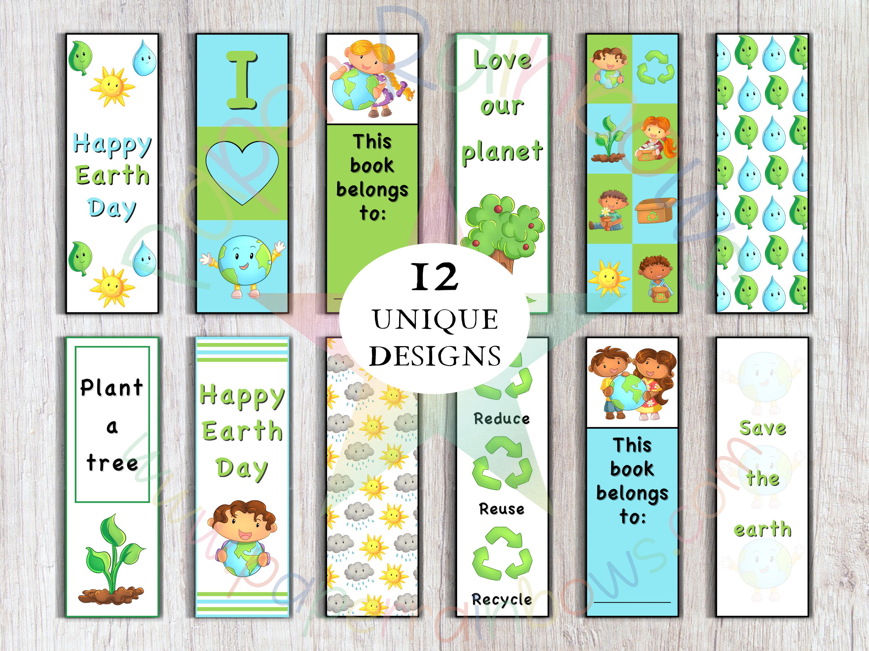 12 Earth Day Bookmarks, Printable Bookmarks for Kids, Homeschool ...