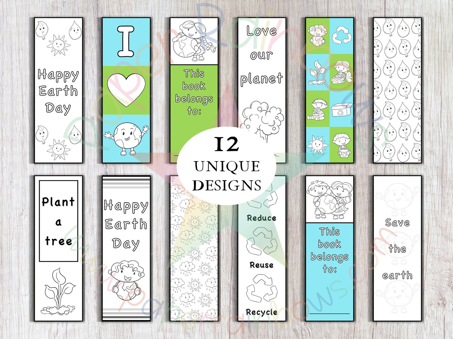 12 Earth Day Coloring Bookmarks for Kids, Color Your Own Bookmarks ...