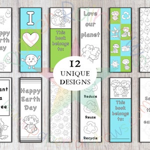 12 Earth Day Coloring Bookmarks for Kids, Color Your Own Bookmarks ...