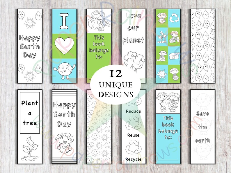 12 Earth Day Coloring Bookmarks for Kids, Color Your Own Bookmarks ...