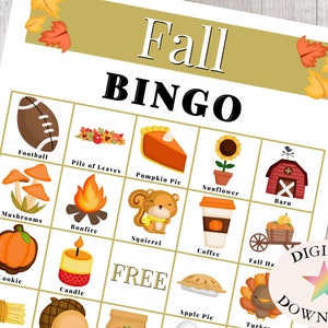 Fall Bingo Printable 30 Bingo Cards & Markers - Thanksgiving Games ...