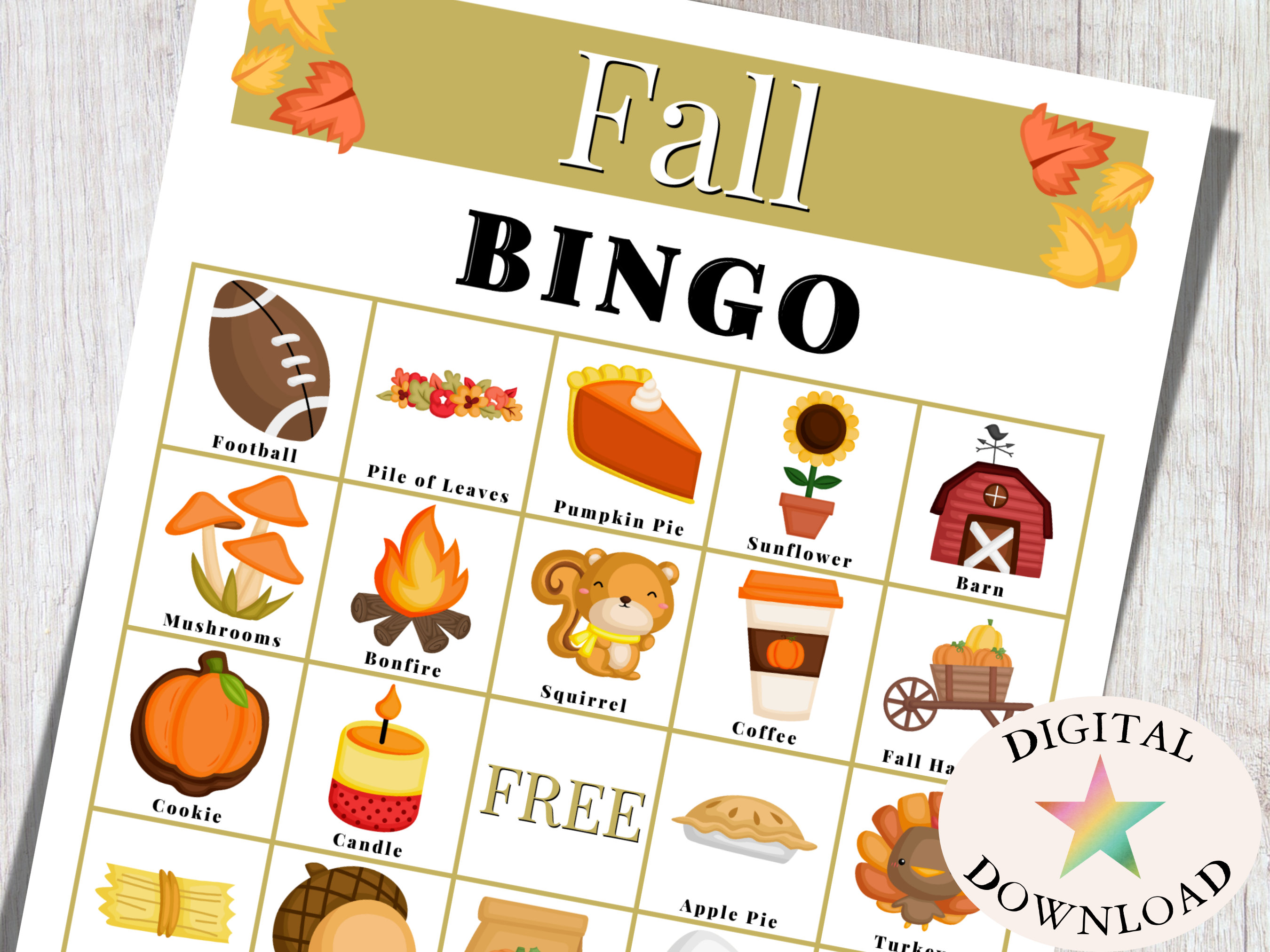 Fall Bingo Printable 30 Bingo Cards & Markers - Thanksgiving Games ...