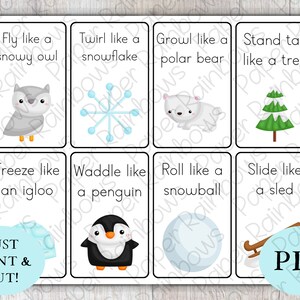 Winter Movement Cards, Christmas Games Printable, Unique Stocking ...