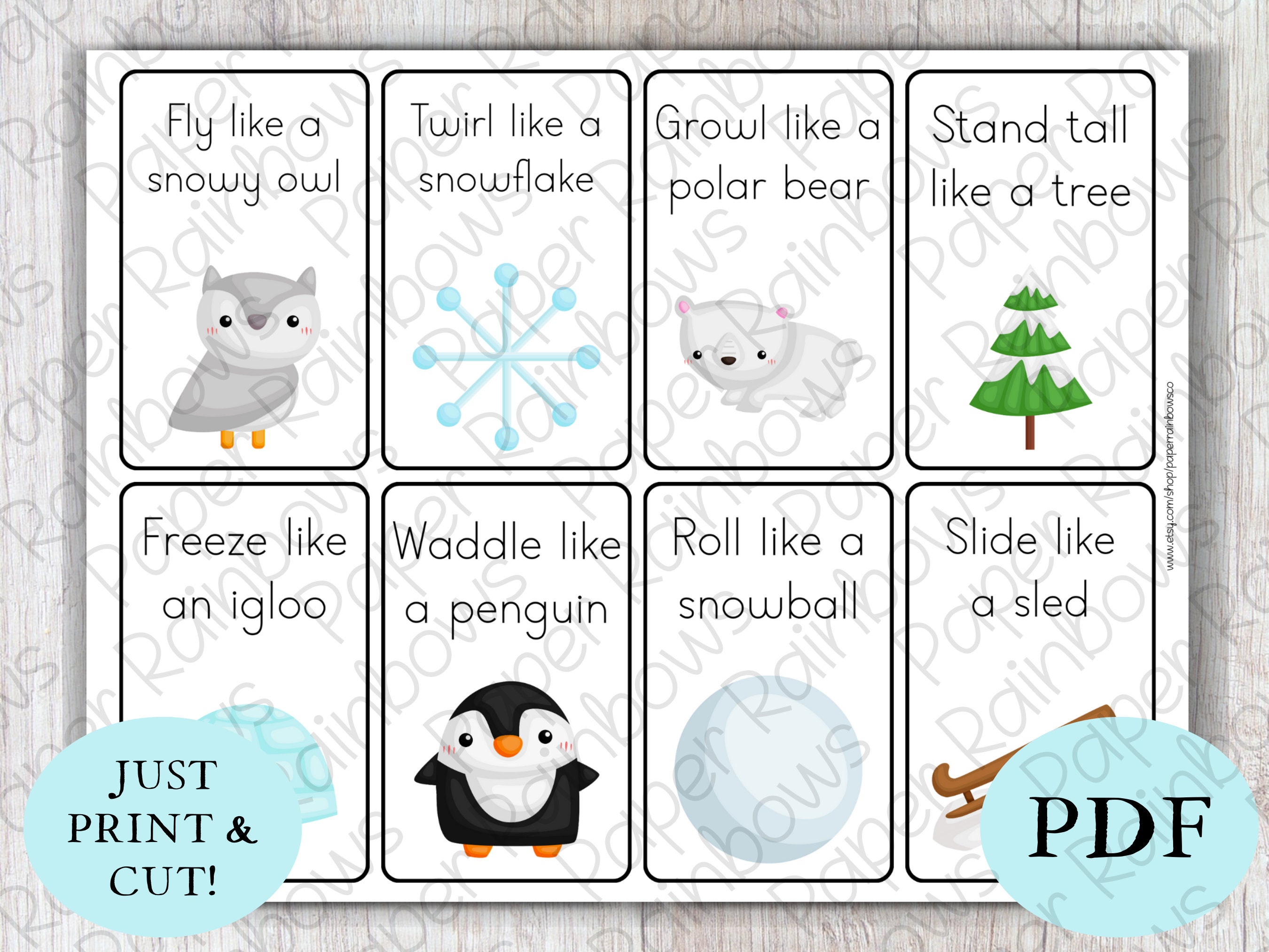 Winter Movement Cards, Christmas Games Printable, Unique Stocking ...