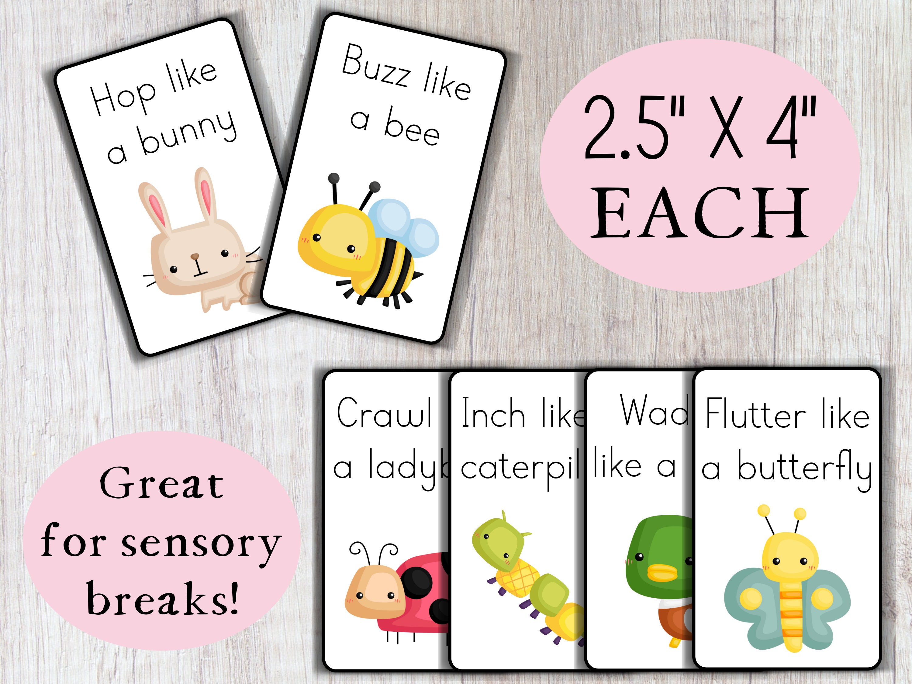 Spring Movement Cards, Flash Cards, Montessori Materials, Outdoor ...
