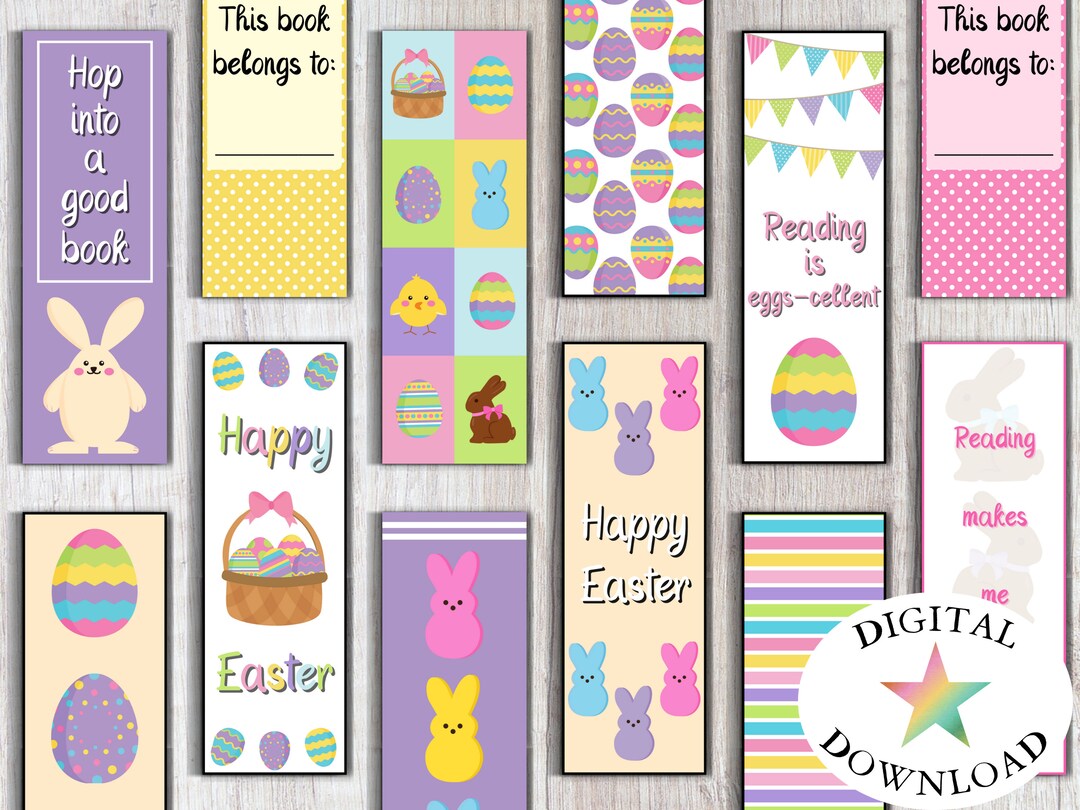12 Easter Bookmarks, Printable Bookmarks for Kids, Homeschool ...