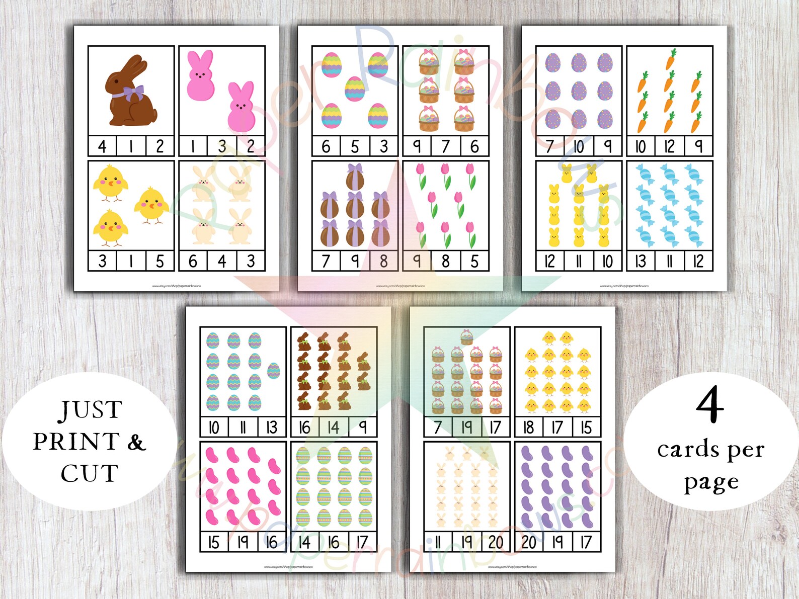 Easter Count & Clip Cards, Numbers 1-20, Preschool Printables ...