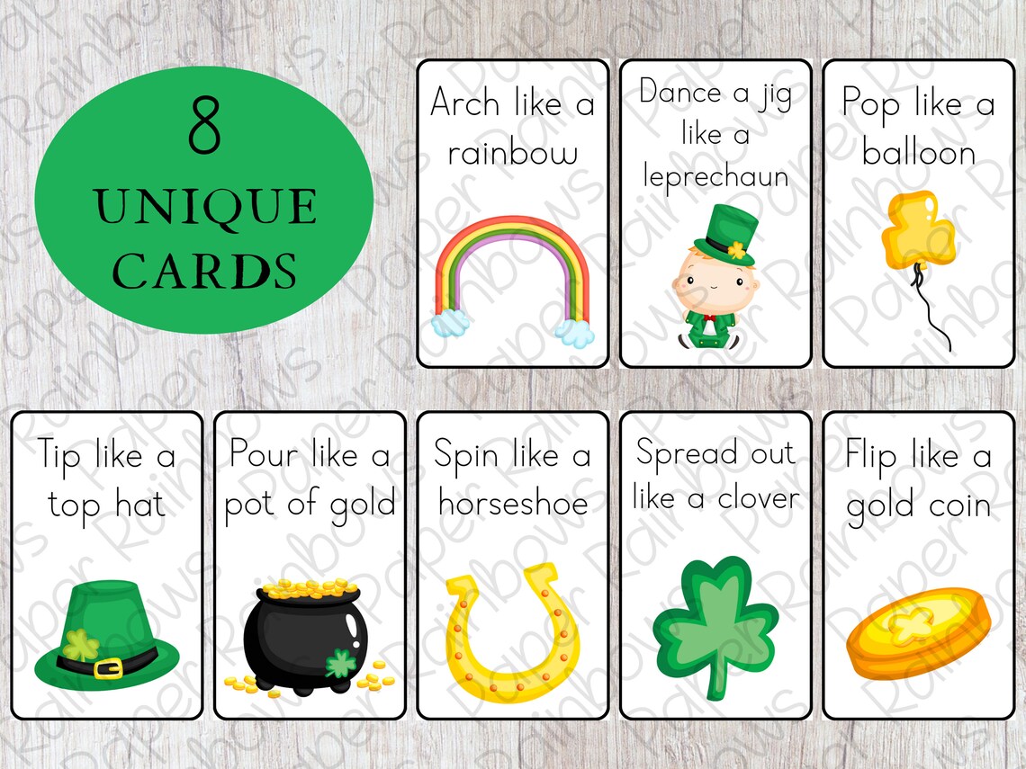 St Patrick's Day Movement Cards, St Patricks Day Classroom Activity, St ...