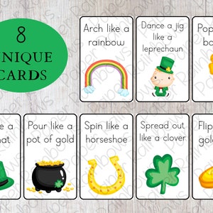 St Patrick's Day Movement Cards, St Patricks Day Classroom Activity, St ...