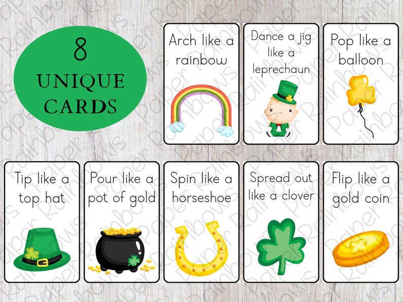 St Patrick's Day Movement Cards, St Patricks Day Classroom Activity, St ...