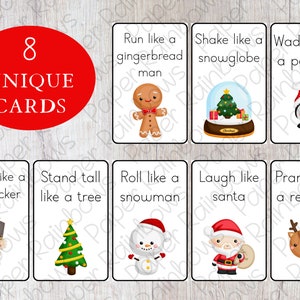 Christmas Movement Cards, Christmas Games Printable, Unique Stocking ...
