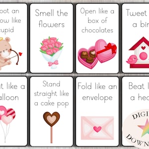 Valentines Day Movement Cards, Classroom Valentines, Valentines Day ...