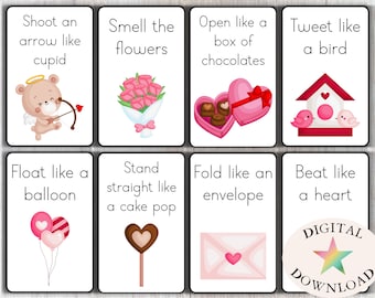 Valentines Day Movement Cards, Classroom Valentines, Valentines Day ...