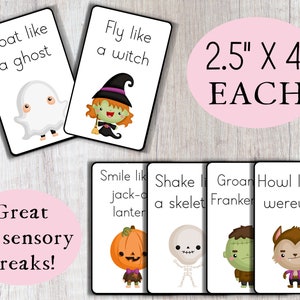 Halloween Movement Cards, Flash Cards, Montessori Materials, Outdoor ...