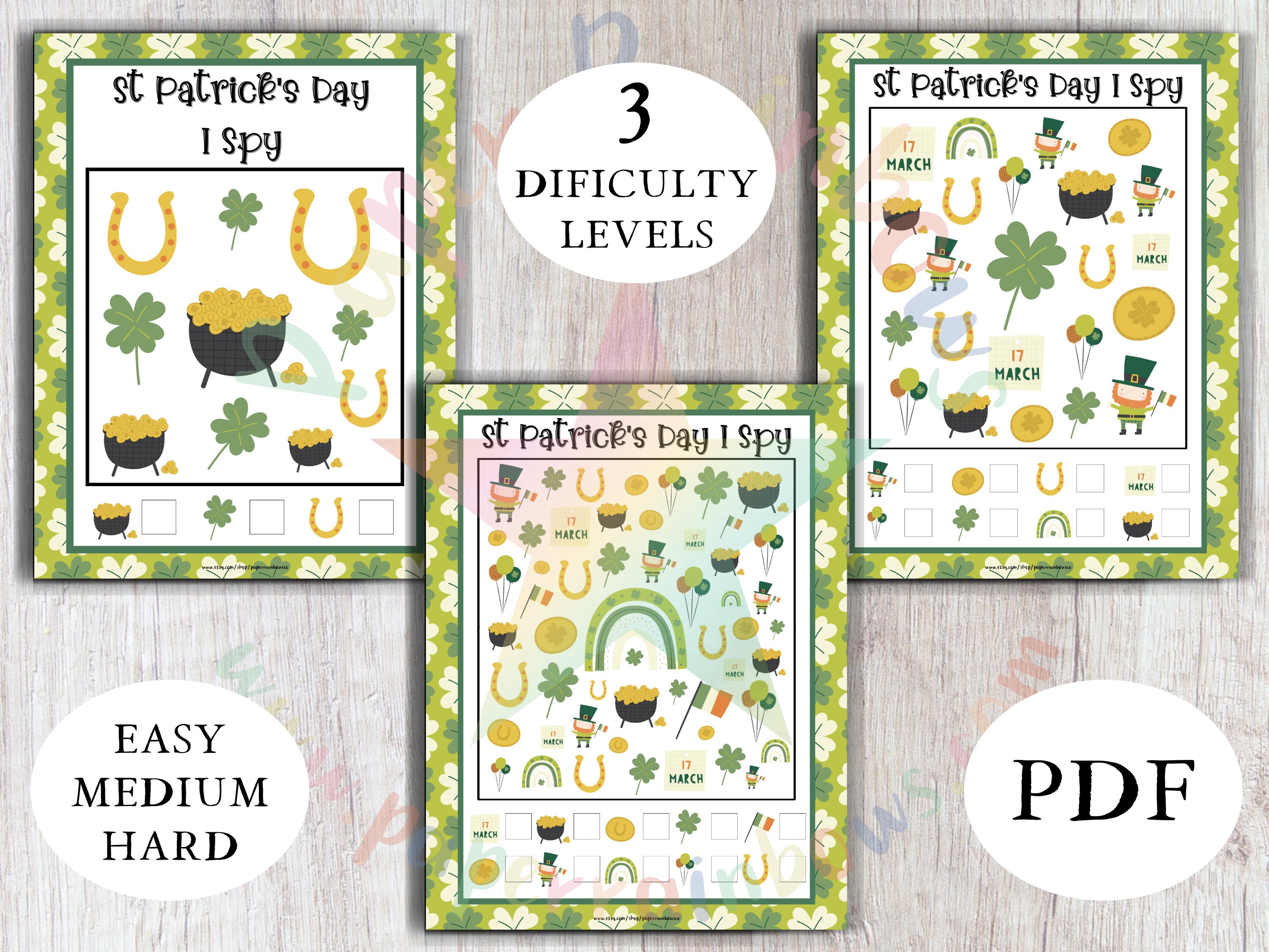 St Patrick's Day I Spy Game, 3 Different Versions - Easy to Hard ...